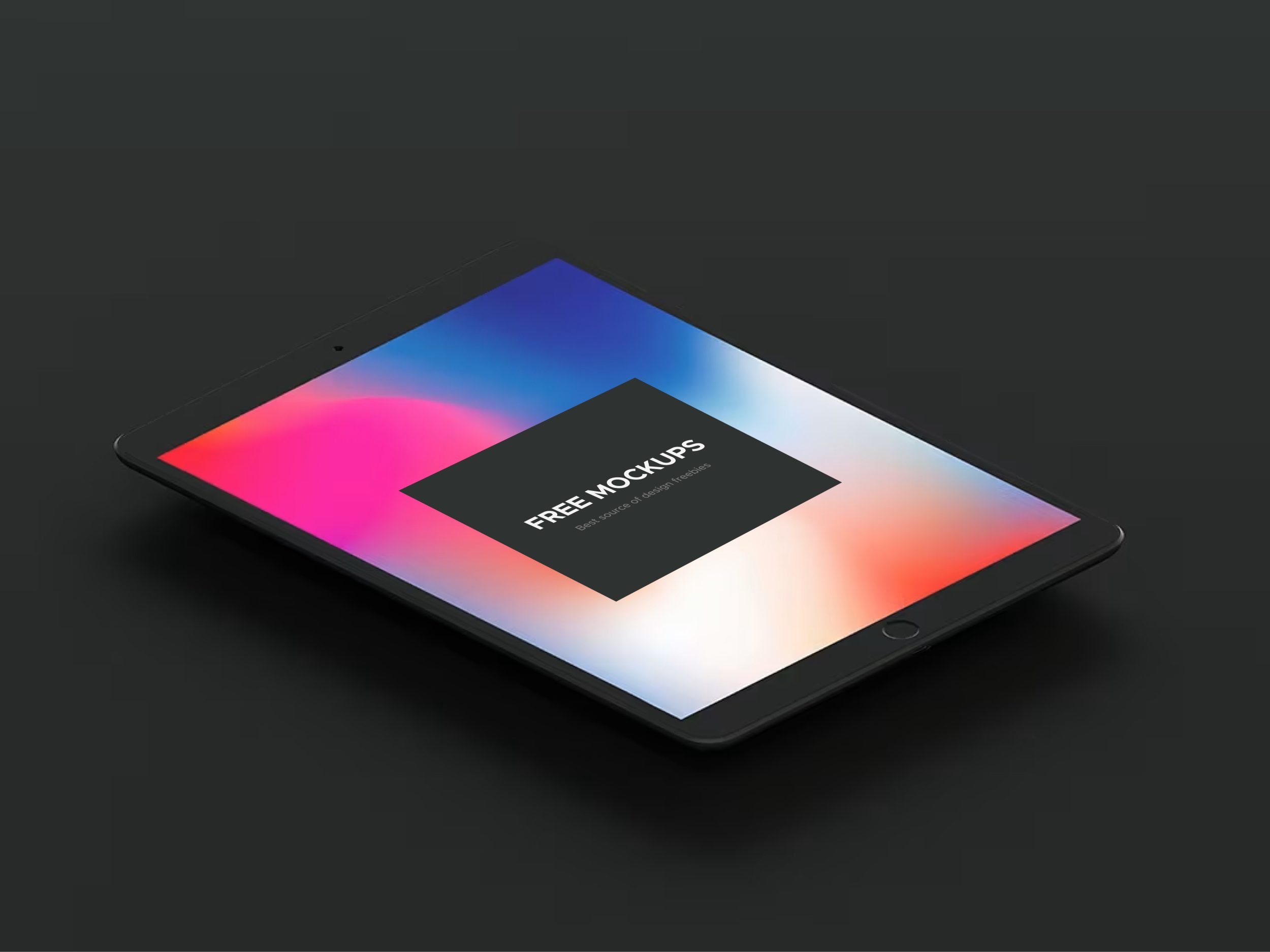 Isometric View Clay Black iPad Pro 10,5 Free Mockup Template - Free Mockups