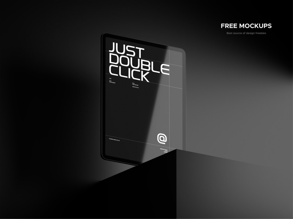 Isometric View Black Design iPad Pro 12,9" Free Mockup In Spotlight ...