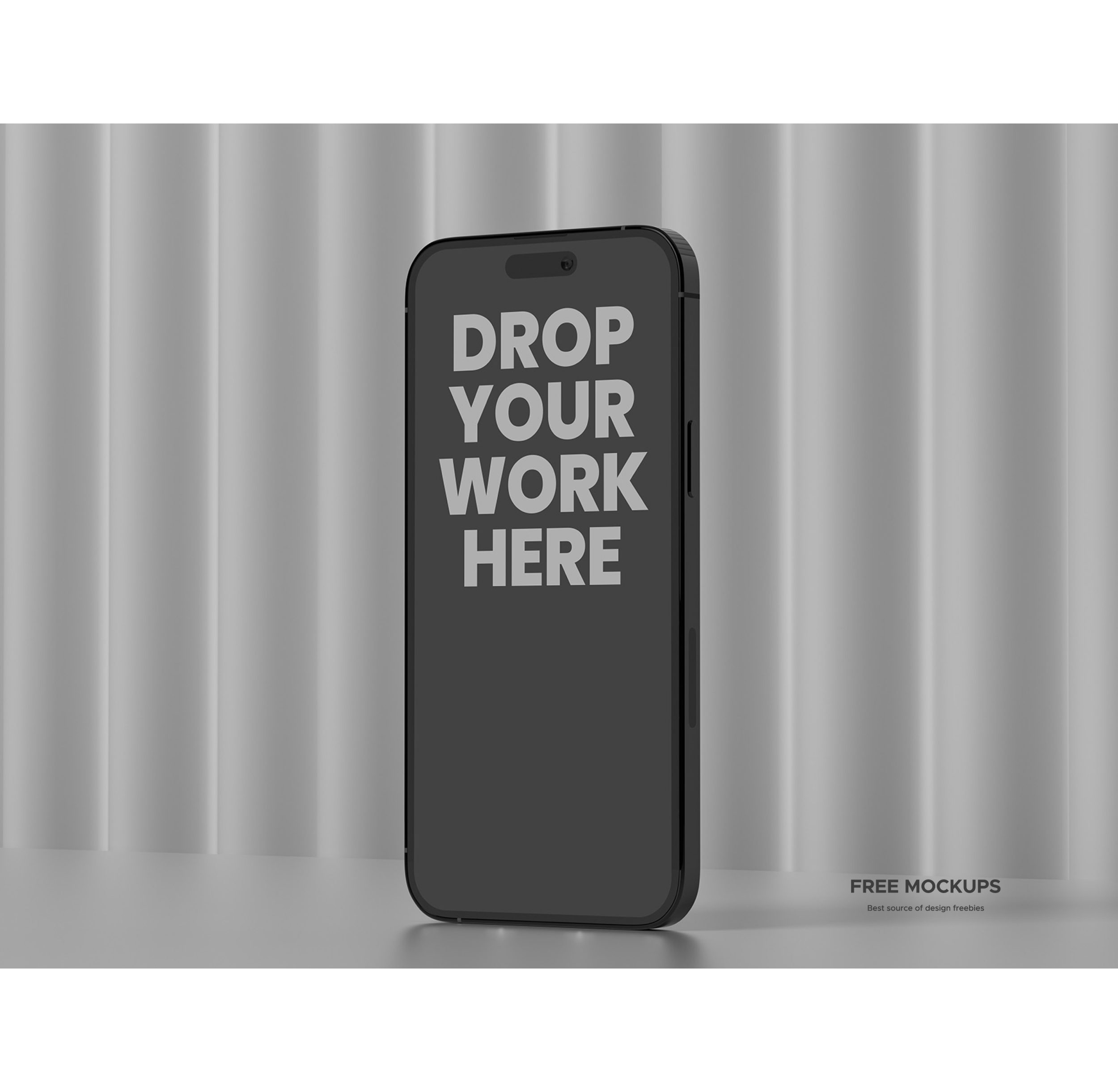 Frontal Angled View Black iPhone 14 Pro Striped Back Free Psd